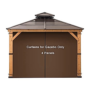 Garden Sunny 10-ft x 10-ft Gazebo Curtains,Privacy Sidewall Set 4-Panel Universal Replacement Shade Curtains Set,Protecting Side Walls (Only Curtain)- Brown