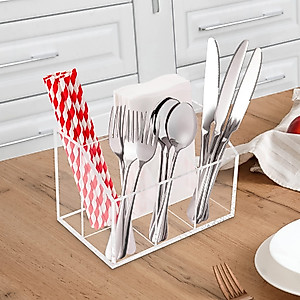Utensil Holder Silverware Caddy Countertop Cutlery Organizer For Napkins Flatware Spoon Fork Knife Plastic Acrylic