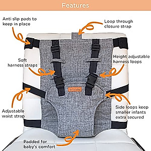 liuliuby Harness Seat - Fabric Baby Portable High Chair Seat Sack with Safety Harness – Parent Pouch Must Haves Baby Travel Essential
