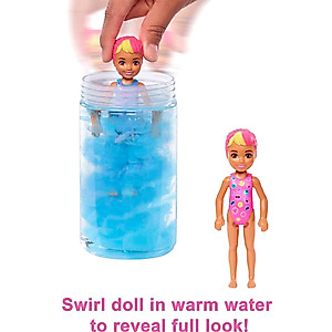 Barbie Color Reveal Small Doll & Accessories, Neon Tie-Dye Series, 6 Surprises, 1 Chelsea Doll (Styles May Vary)