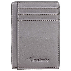 Travelambo Front Pocket Minimalist Leather Slim Wallet RFID Blocking Medium Size(VP Grey Light)