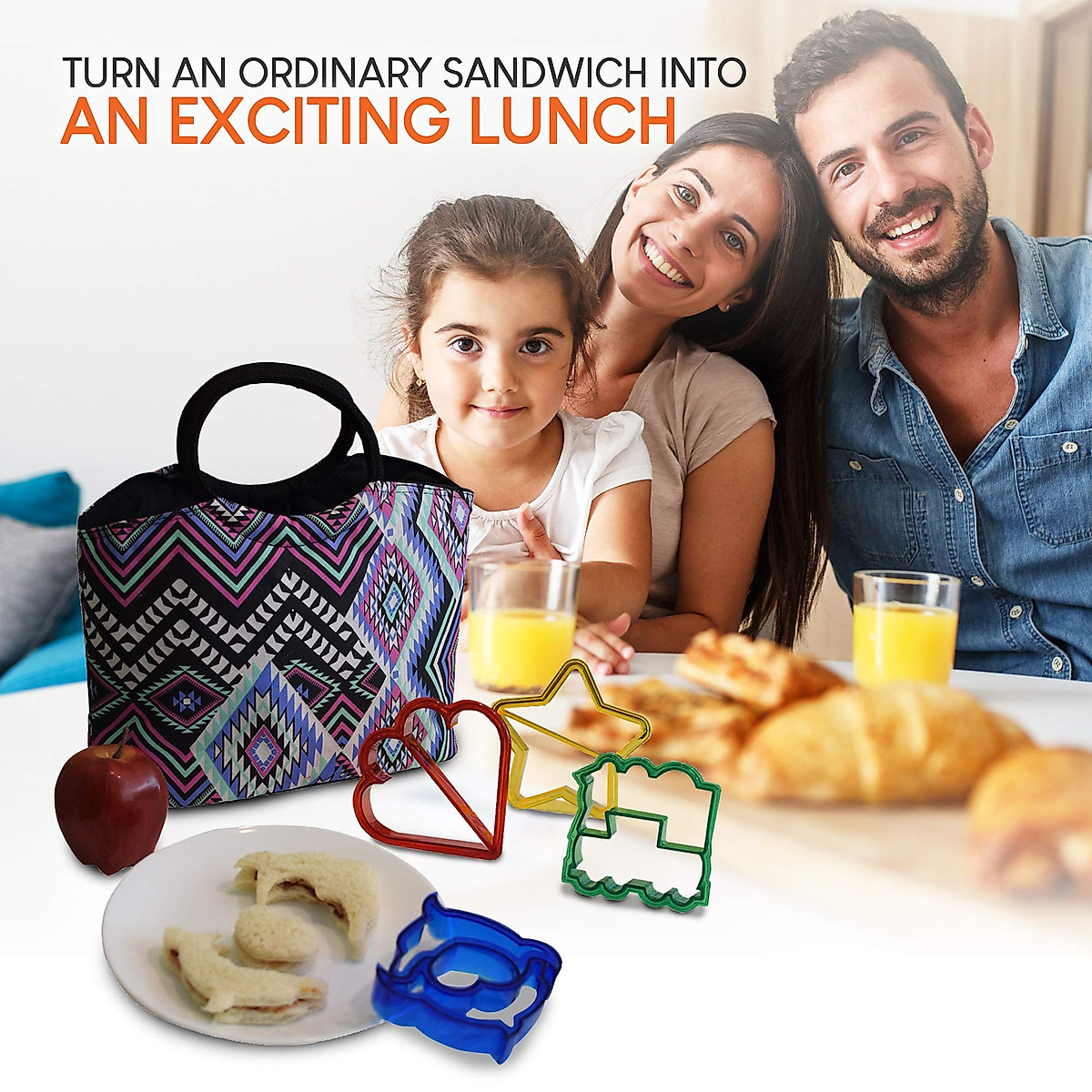 Colorful Sandwich Cutter Shapes, Multi Colors and Cute Design Sandwich Cutters That Your Kids Will Love, By Exultimate (Set of 7)