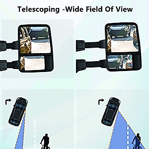 MOTOOS Towing Mirrors Replacement for 1999-2007 Ford F250 F350 F450 F550 Super Duty 2001-2005 Ford Excursion Power Heated Smoke Turn Signal Left Right Driver Passenger Rear View Side Tow Mirrors