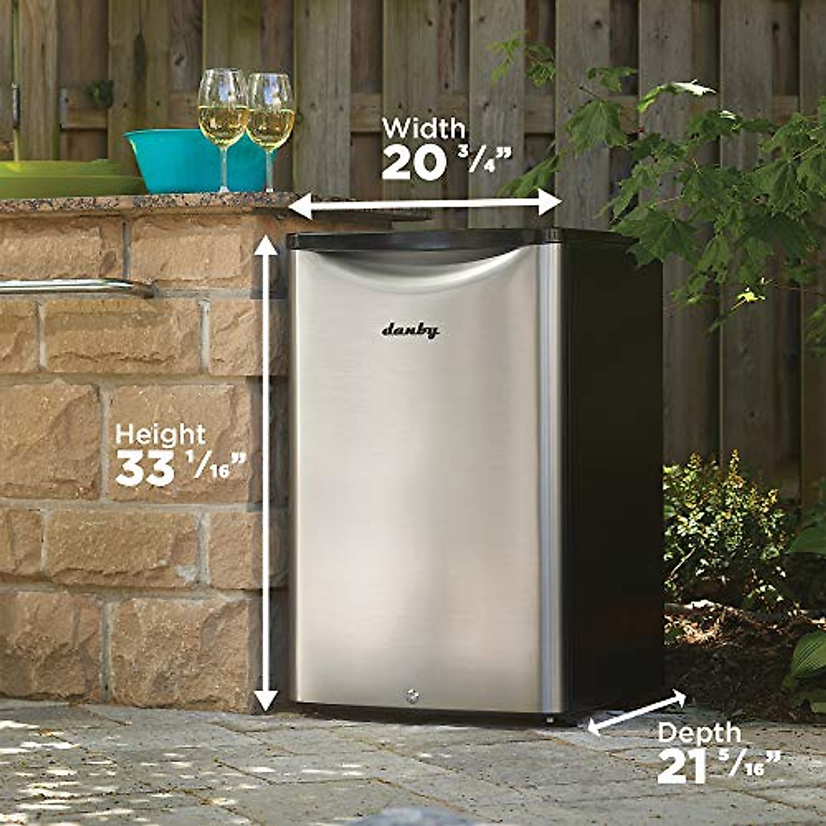 Danby DAR044A6BSLDBO 4.4 Cu.Ft. Outdoor Mini Fridge, IPX4-Rated Stainless Steel Look All Refrigerator for Patio, Cabana, Pool Bar, E-Star Rated, Spotless Steel