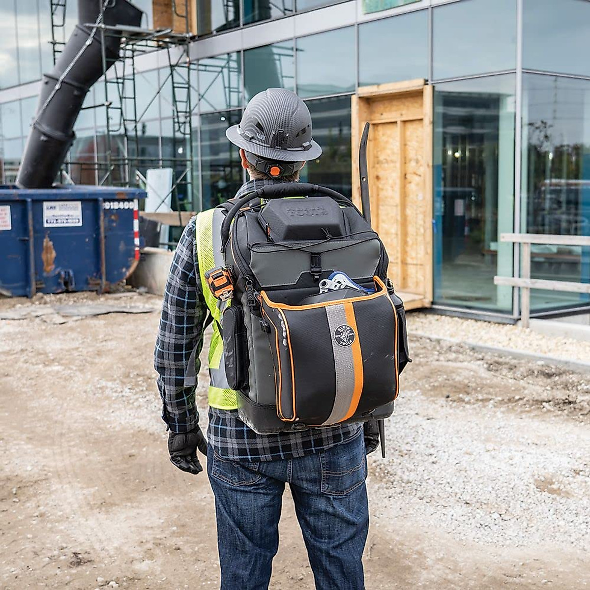 Ironworker and Welder Backpack, Fire Resistant Exterior, 27 Pockets, Hold Welding Helmet, Hard Hat, 36-Inch Connecting Bar