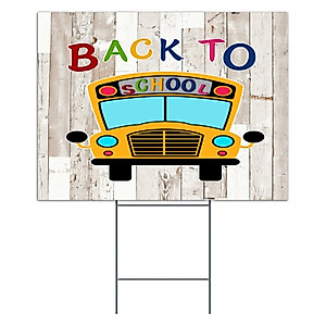 Back to School Lawn Sign Lawn Yard Decorations for Businesses 18x24 Inch Funny Lawn Signs with Stakes Preschool Kindergarten 1st Grade Corrugated Plastic Lawn Signs with Stakes for Rent House