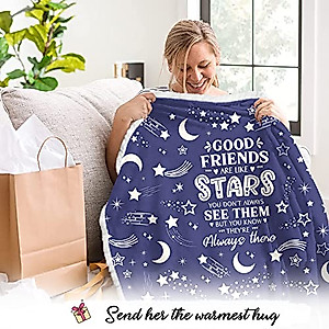 Friendship Gifts for Women Friends - Spring Summer Soft Blanket Hoodie - Mother 's Day Gifts for Friends Female - Best Friend Birthday Gifts for Women - Friends Stars Fleece Hooded Blanket