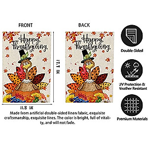 Happy Thanksgiving Garden Flags 12.5 x 18 Inch, Be Thankful Thanksgiving Flag Double Sided Decorative Turkey Fall Garden Flag for Thanksgiving Day Harvest Fall Autumn Yard Outdoor Decor