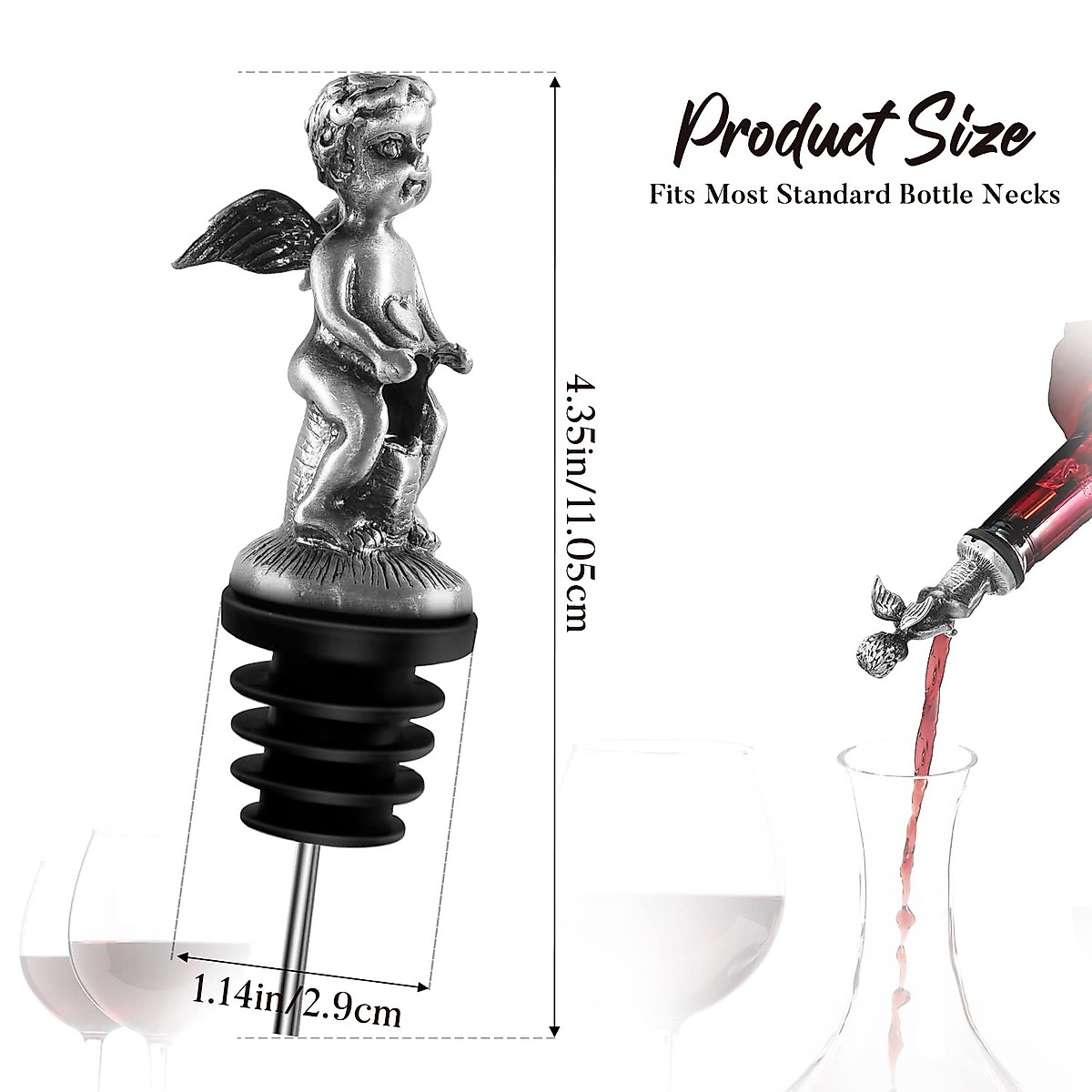 Lion Wine Pourer for Wine Bottles, Stainless Steel Animal Bar Liquor Bottle Pourer Liquor Pour Spout for Liquor Bottles, Speed Pourer Wine Areator Spout Bottle Pourer for Alcohol (Pee Boy)