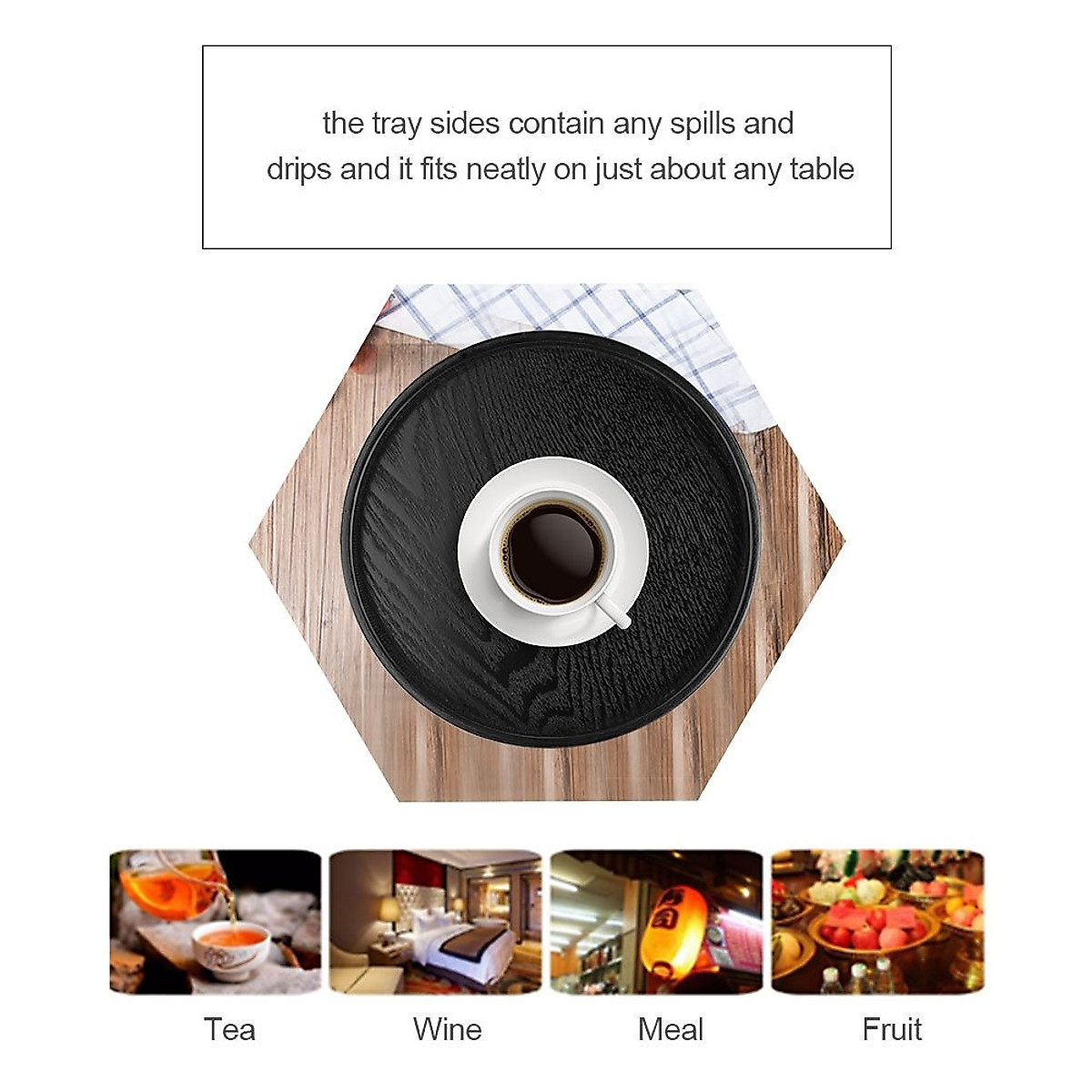 Wood Tea Tray, Round Shape Wood Tea Coffee Snack Food Meals Serving Plate Restaurant Trays, Home Kitchen Restaurant Trays (30cm)