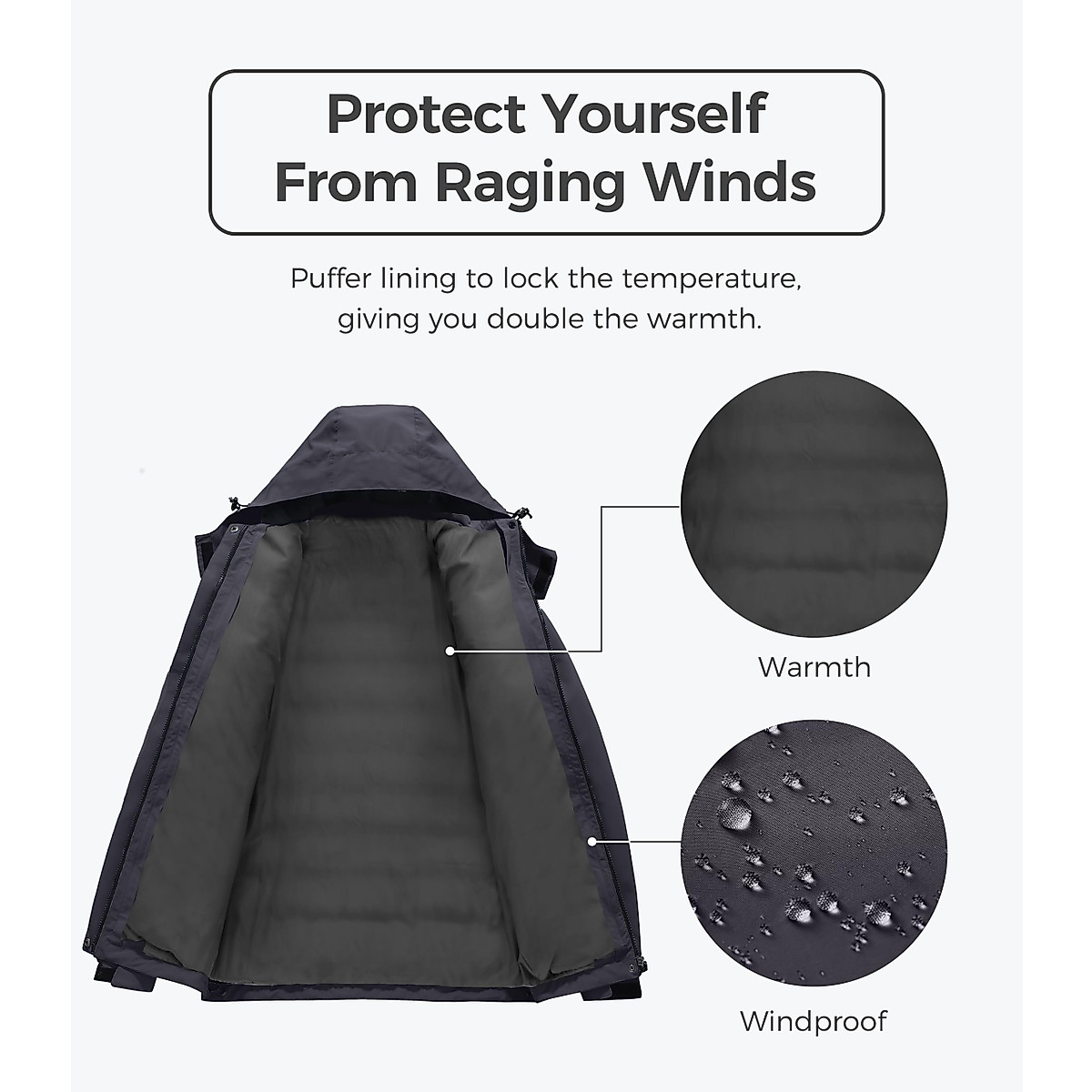 wantdo Women's Waterproof Ski Jacket Interchangable Winter Coat Snowboarding Jackets Dark Gray S