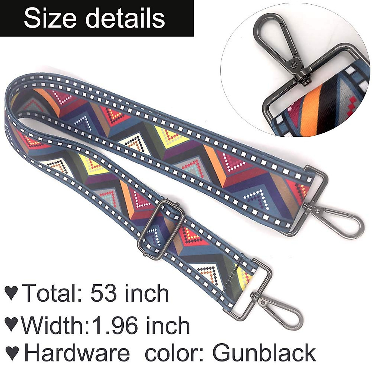 Abuyall Wide Strap Replacement Guitar Style Multicolor Crossbody Handbag Strap A