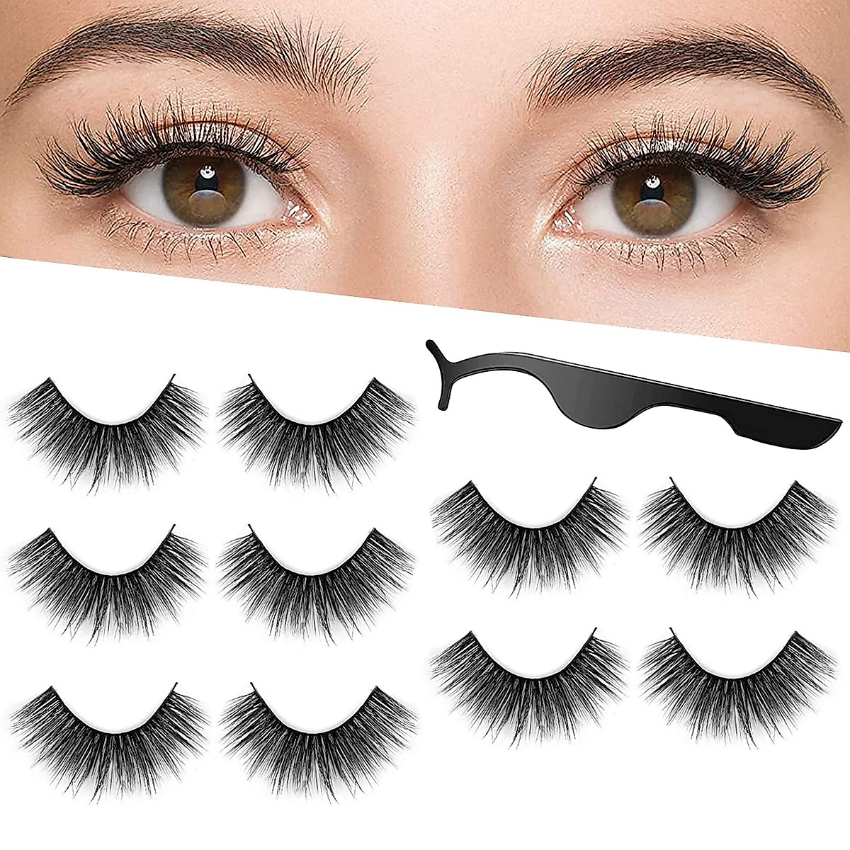 5 Pairs Self Adhesive Eyelashes, False Eyelashes No Glue No Eyeliner, False Lashes with Tweezers Natural Looking (natural lashes)