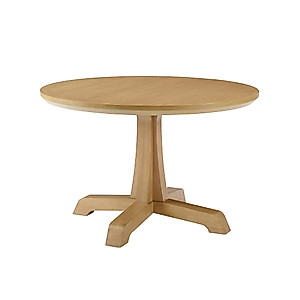 Walker Edison Caely Modern Simple Round Dining Table with Pedestal Base, 48 Inch, Black