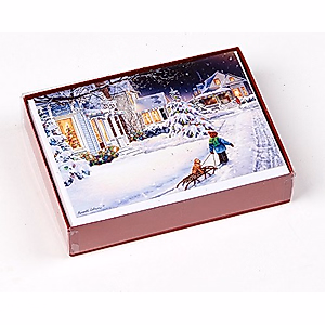 Christmas Night Christmas Cards - Box of 15 Cards & 16 Foil Lined Envelopes