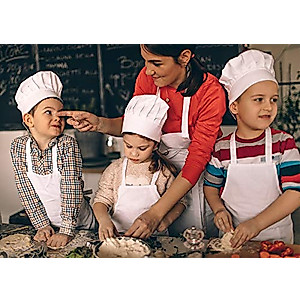 ESHATO Kids Chef Hat, Adjustable Elastic Cotton Cooking Cap for Children White