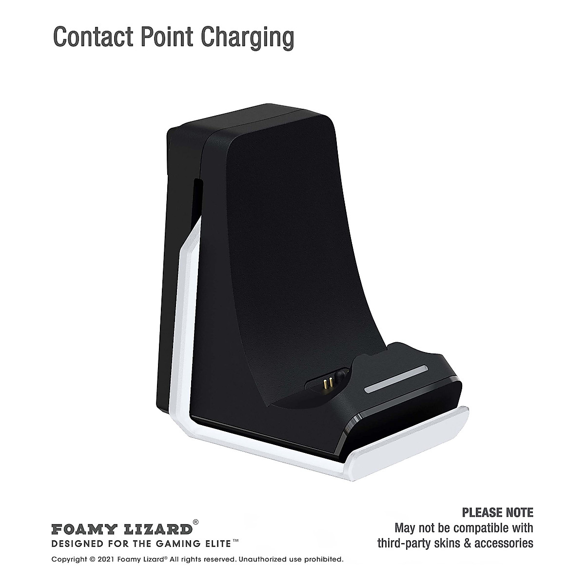 Foamy Lizard PS5 Controller Charger Console and Wall Mount for Playstation 5 DualSense Fast Charging Station Hanging Dock, Headphone Hook, LED Indicator, Overcharge Protection (PS5 White+Black)
