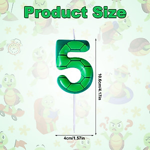 Turtle Themed Birthday Candles, Green Birthday Number Candle Paraffin Turtle Number Birthday Candle for Kids Boys Girls Birthday Party Cake Topper Decoration Supplies (Number 5)