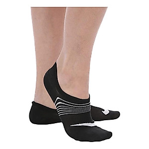 Nike Women's Everyday Plus Lightweight Training Footies (3 Pair), No Show Socks for Women with Anti-Slip Gripping, Black/White, M