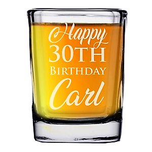My Personal Memories, Custom Etched Happy 30th 40th 50th 60th Birthday Champagne Flute, Wine, Stemless, Pilsner Beer, Shot Glass (2 oz Square Shot Glass)