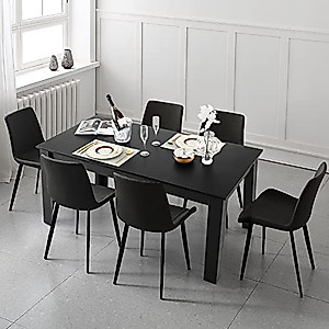 Giantex Dining Table for 6-8, Wood Rectangular Table, 63" L x 31.5" W x 30" H Large Farmhouse Center Table, Home Furniture Kitchen Table, Modern Dining Room Table, Supporting for 330LBS, Black