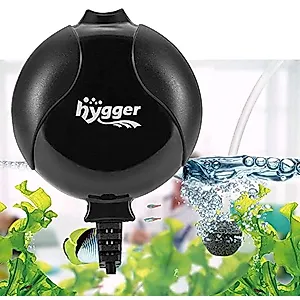 Hygger Quiet Mini Air Pump for Aquarium 1.5 Watt Oxygen Fish Air Pump for 1-15 Gallon Fish Tank with Air Stone Air Tubing Clip Black