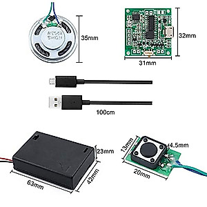 Stemedu 8MB Sound Recordable Module Button Control Programmable Voice Chip, MP3 Music Player Kit, USB Downloadable Musical Board for DIY Audio Stuffed Animal Toys Greeting Card Music Box