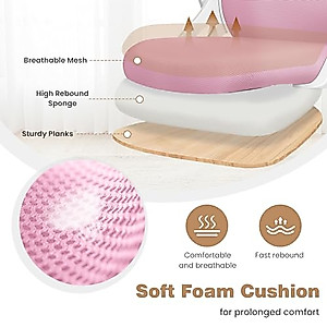 Razzor Office Chair, Ergonomic Computer Desk Chair with Lumbar Support, Breathable Mesh Rolling Swivel Task Chair with Flip-up Armrest and Adjustable Height for Home Office - Pink