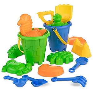 TOYLI Sand Toys Beach Set 19 Pieces with Bag, Sand Buckets, Shovels, Sand Sifters, Rakes, Sand Molds, Pail and Shovel Set for Kids Children Beach Toys for Toddlers 1-2 Snow Toys