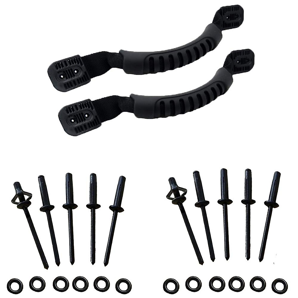 KingBra 10PCS 3/16"(4.8mm) Black Aluminum Lantern Rivet,All Aluminum Rivet with Round Washer,Kayak Rivets for Kayak, Canoe and Boat Accessories+2 PCS Kayak Carry Handles Fit for Most Kayaks