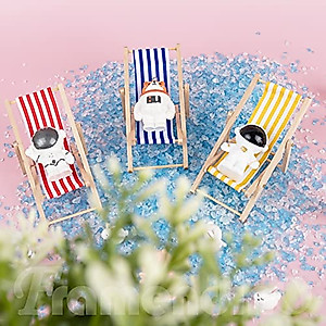 Framendino, 3 Pack Miniature Foldable Beach Chair 1:12 Mini Deck Chair Longue for DIY Fairy Garden Bonsai Ocean Beach Micro Landscape Decoration