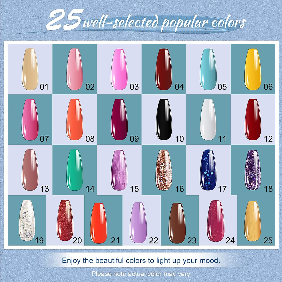YALSYNY Gel nail polish set,uv led nail lamp,nail tool kit,No Wipe Beautiful Colors Base Top Coat