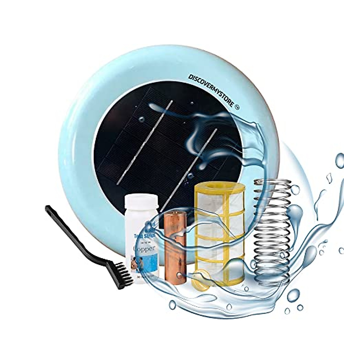 Solar Pool Ionizer for High Capacity Swimming Pool up to 45,000 Gallons - 85% Less Chlorine - 25% More ions - Kill Algae - Longer Lasting Copper Anode - Keep Water Crystal Clear (Blue)