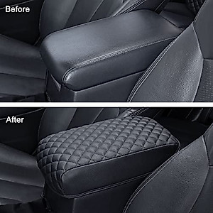JKCOVER Center Console Armrest Cover Compatible with Toyota 4Runner 2010-2020 2021 2022 2023 Truck Accessories Premium PU Leather Cushion Protector (Black)