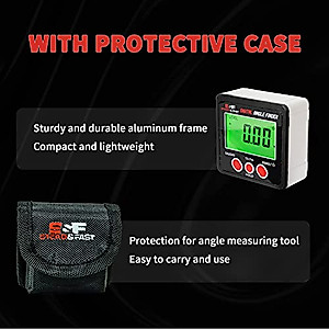 S&F STEAD & FAST Digital Angle Finder Gauge Magnetic Protractor Inclinometer Angle Cube Level Box with Magnetic Base and Backlight on Demand for Woodworking,Table Saw,Construction