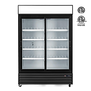 Wilprep Commercial Display Refrigerator, 35.1 cu ft 2 Sliding Door Merchandiser Refrigerator with LED Lights, 52.4 in Upright Beverage Cooler for Restaurant Retail Stores, ETL & ETL Sanitation Listed