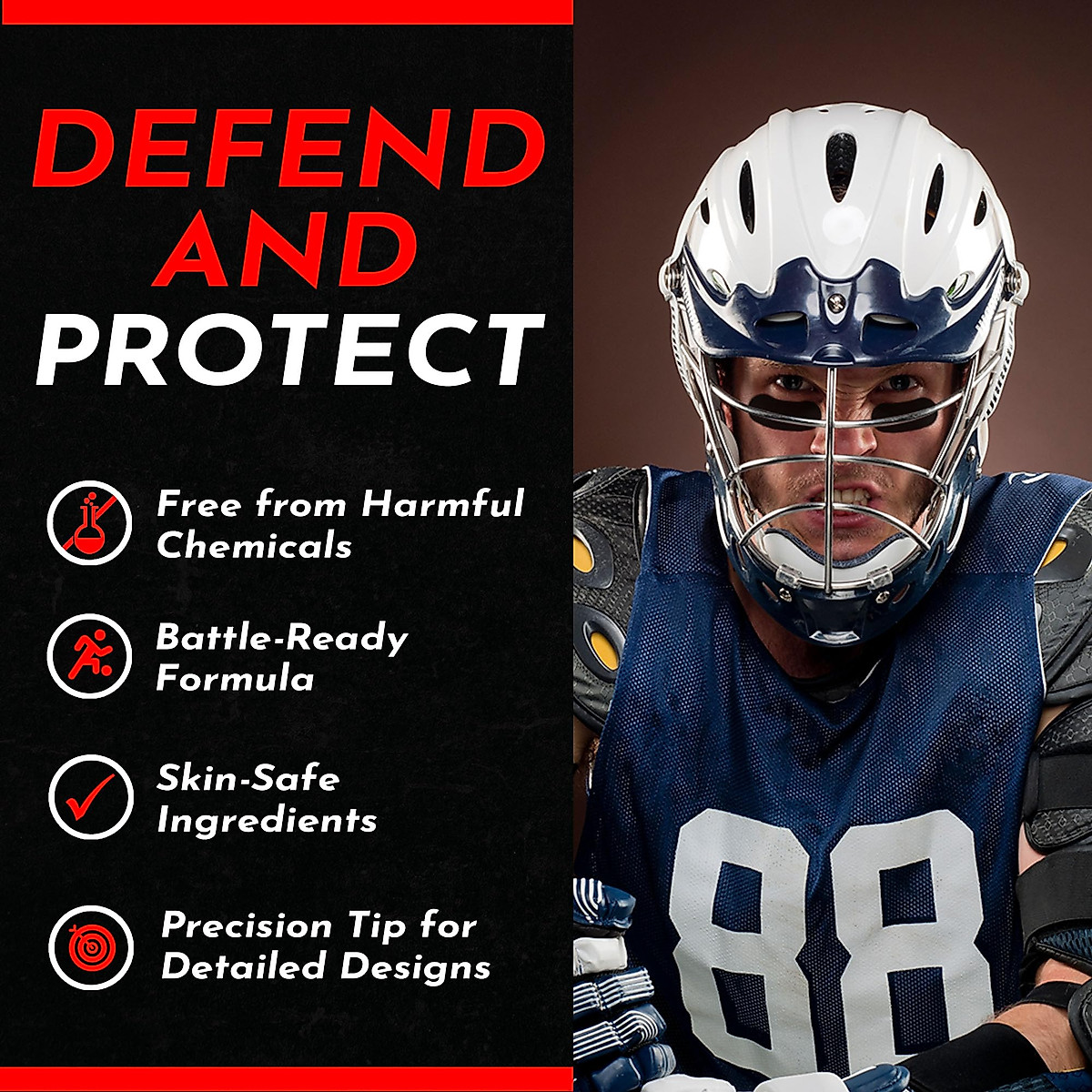 All-Out War Eye Black Stick, Non-Toxic, Dark Black Sports Drip, Anti-Glare, Stays On All Game, Baseball, Football, Lacrosse, Softball, Eye Black Baseball Accessories, Eyeblack Baseball Drip, 3 Pack