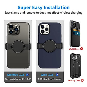 GOUPPL Metal Phone Clamp for Magnet Car Mount Holder, Adjustable Hands-Free Phone Clip Compatible with All Magnetic Mounts [Clamp and Remove at Anytime] Fits iPhone Samsung Smartphone (Black)