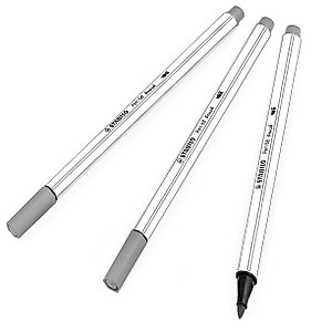 STABILO Pen 68 Brush Felt Tip Pen - 1-3mm - Cold Grey - 568/95 - Pack of 3