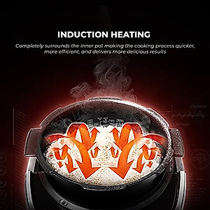 CUCKOO CRP-JHR1009F | 10-Cup (Uncooked) Induction Heating Pressure Rice Cooker | 19 Menu Options, Auto-Clean, Voice Guide, Made in Korea | Copper