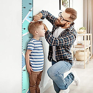 Growth Charts for Kids, Harebe Removable Canvas Wall Hanging Growth Height Chart for Home Decoration, Ruler Wall Decor for Kids, Child Boy Girl - Macaron Blue