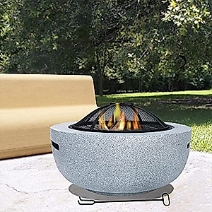 LEAYAN Garden Fire Pit Grill Bowl Grill Barbecue Rack Backyard Patio Garden Fireplace BBQ Grill Firepit Bowl Outdoor Fire Pit Table Outdoor Heaters & Fire Pits with Grill Grate