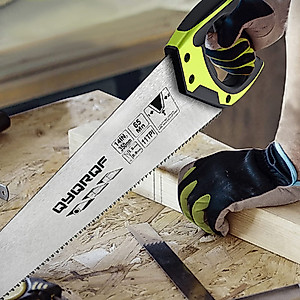 14 in. Pro Hand Saw, 11 TPI Fine-Cut Soft-Grip Hardpoint Handsaw Perfect for Sawing, Trimming, Gardening, Cutting Wood, Drywall, Plastic Pipes, Sharp Blade, Ergonomic Non-Slip Handle (green)