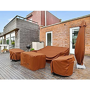 NettyPro Gas Fire Pit Cover Square 28 inch Waterproof Heavy Duty Patio Firepit Cover Square for Outdoor Propane Fire Pit Table, Brown