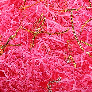 Yaegoo 1 LB Crinkle Cut Paper Shred Filler, Pink and Gold Kraft Shredded Paper for Gift Wrapping & Basket Filling