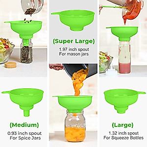 Wide Mouth Kitchen Funnel, Pisol Food Grade Plastic Cooking Canning Funnel with 4 Sizes Spouts for Filling Wide and Regular Mason Jars, Spray Dropper Oil Bottle Jug Spices Shampoo Powder Oats Sauce