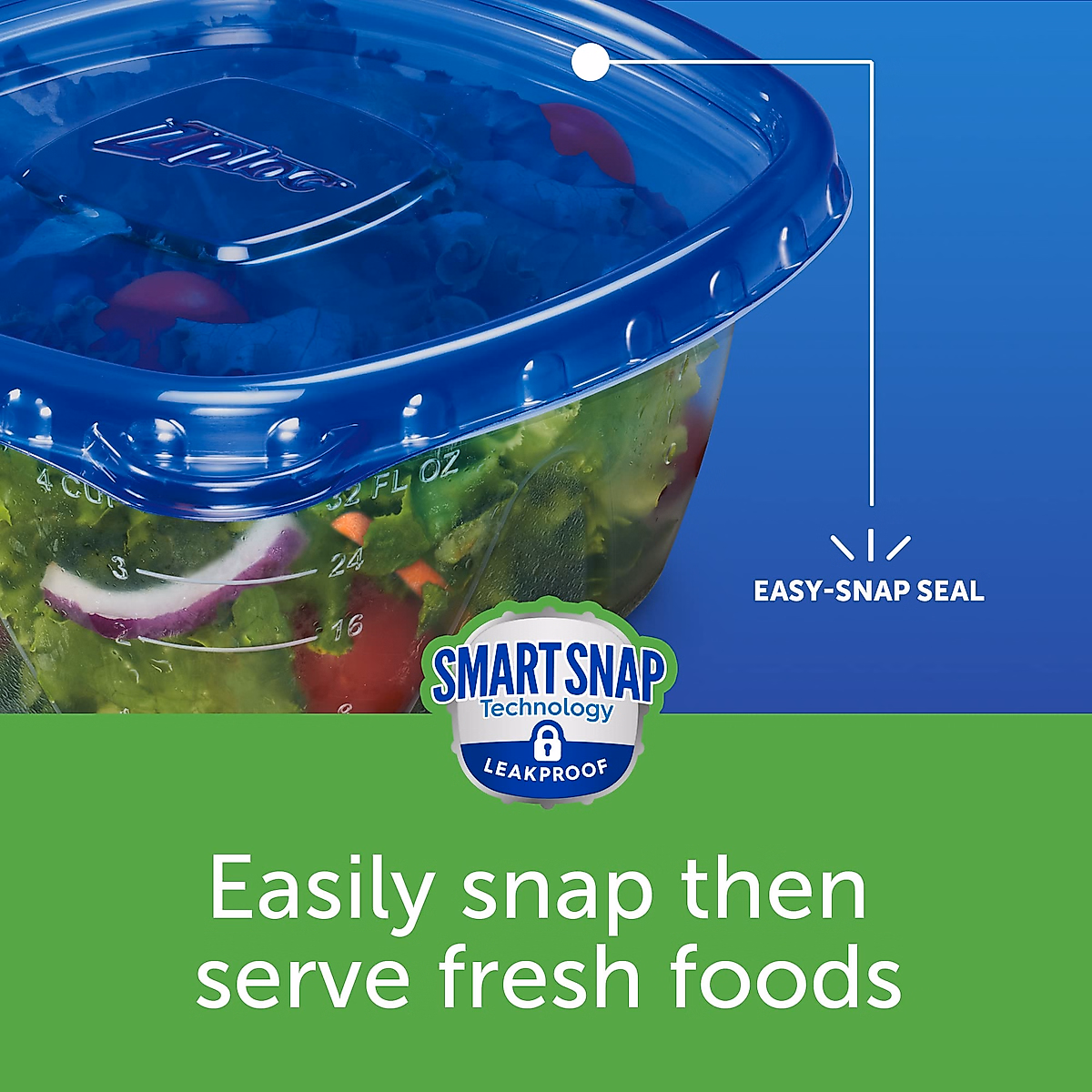 Ziploc Food Storage Meal Prep Containers Reusable for Kitchen Organization, Smart Snap Technology, Dishwasher Safe, Mini Rectangle, 24 Count