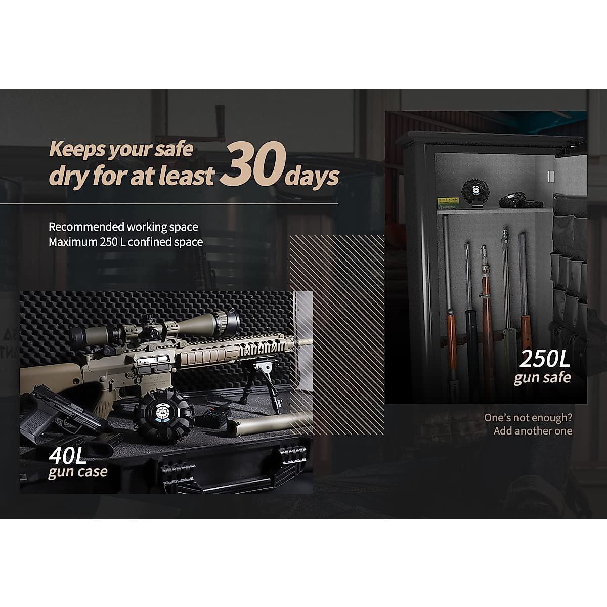 SILENT DRY Renewable Small Safe Dehumidifier Block, Rechargeable Portable Moisture Absorbers for Gun Accessories/Closet/Cabinet/Camera, up to 40L, 1 Pieces, Mine