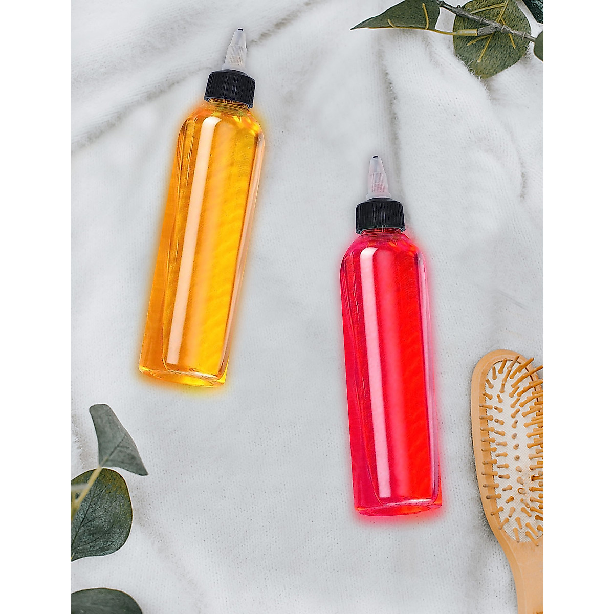 EOSAU 12Pcs 8oz Squeeze Bottles with Black Twist Top Cap, 250ml Clear Dispensing Bottles, Empty Refillable Bottle for Hair Oil Inks, Crafts, Liquids