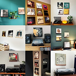 MÖNKE Vinyl Record Wall Mount - an Elegant Display Ledge Made from Solid Wood - This Vinyl Record Shelf Will Hold Records of Any Size (Brown)